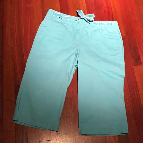 Larry Levine | Pants & Jumpsuits | Larry Levine Cropped Aqua Pants ...